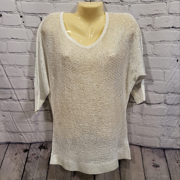 Boston Proper | Tops | Boston Proper White Sequin Top | Poshmark